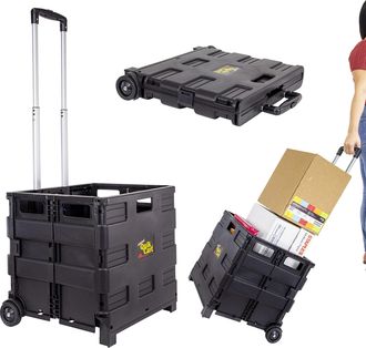 Dbest Products Quik Cart Faltbare Rollkiste auf R&auml;dern f&uuml;r Lehrer, Polypropylen, Stahlrohrgriff, Schwarz, Without Lid