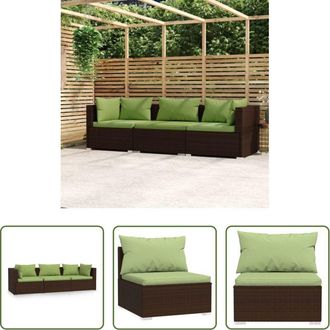 vidaXL vidaXL Rattansofa - 3-Sitzer-Sofa mit Kissen Braun Poly Rattan