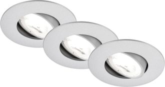 Briloner 3er Set EEK A LED Einbaustrahler 230V schwenkbar, je 2W bei 360lm und 50.000h Licht, neutralwei&szlig;es Licht, LED Spot, flach, Deckenspots, Einbauleuchten