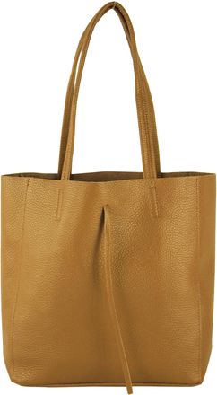 modamoda.de T253 - Ital. Henkeltasche mit Innentasche aus Leder, Farbe:Camel