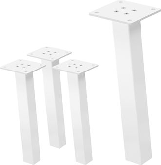 ML Design ML-Design 4er Set Tischbeine schräg H:30 cm, Weiß glänzend, aus pulverbeschichtetem Stahl, eckig, Profil 4x4 cm, I-Form, Möbelfüße Metall 96° Neigung,