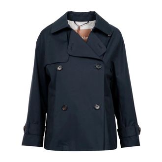 Max Mara Blauer Kurzmantel mit Doppelreihiger Knopfleiste - - Coats - Damen - Blau - XS