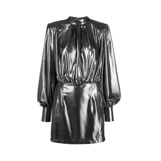 Blanca Vita Laminiertes Minikleid mit Puff&auml;rmeln - - Dresses - Damen - Grau - M