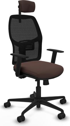 Piqueras y Crespo Alfera B&uuml;rostuhl mit 1D-Armlehnen, h&ouml;henverstellbarer Lendenwirbelst&uuml;tze und h&ouml;henverstellbarem Kopfteil, Schwarz / Dunkelbraun