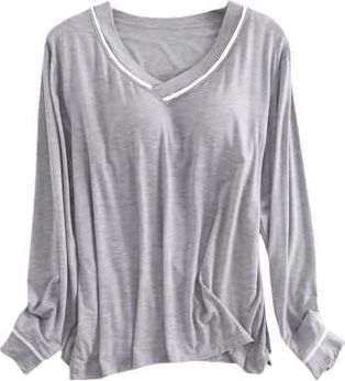 Generic Pour No&euml;l pour Femmes T-Shirt de Nuit &agrave; Manches Longues pour Femmes Chemise de Base Extensible Chemises de Nuit Col en V Pyjama pour la Maison V&ecirc;temen