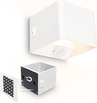 Briloner Sticklights - LED Wandleuchte ohne Stromanschluss und ohne Bohren mit Bewegungsmelder, Akku, magnetisch abnehmbar, Wandlampe zum Kleben, Leselampe, Wo