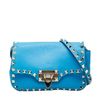 Valentino Sac bandouli&egrave;re Rockstud en cuir Pre-owned - Femme - Pre-owned - Bleu - Taille: ONE Size