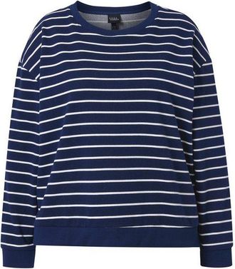 Ulla Popken Sweatshirt Sweatshirt Ringel Rundhals Langarm hinten l&auml;nger