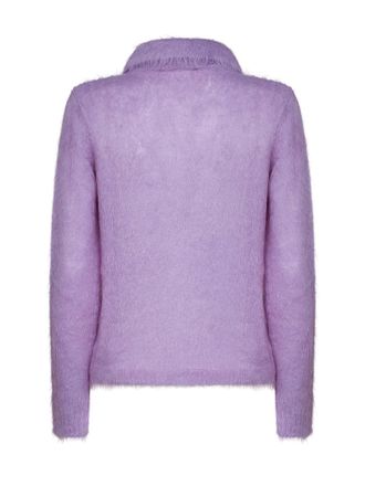 Chlo&eacute; Womens Alpaca-Blend Knit Polo Lilac Knitwear Sweater