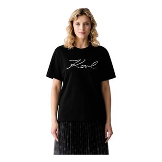 Karl Lagerfeld Femme, Tops, Noir, Taille: 40 FR T-shirt logo