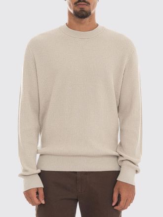 HUGO BOSS Pull &agrave; col rond en m&eacute;lange de coton avec bords c&ocirc;tel&eacute;s