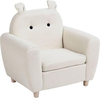 Beliani Kindersessel Cremeweiß Stoff Tierform Hippo mit Ohren Armlehnen Helle Holzbeine Modern für Kinderzimmer Wohnzimmer Ausstattung Kindermöbel
