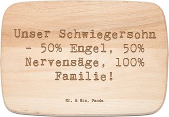 Mr. & Mrs. Panda Fr&uuml;hst&uuml;cksbrett Spruch Unser Schwiegersohn. 50% Engel, 50% Nervens&auml;ge, 100% Familie! - Geschenk, Beziehung, einzigartige Designs