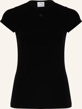 Courr&egrave;ges T-Shirt Aus Frottee schwarz
