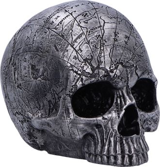 Nemesis Now Mind Map Totenkopf-Figur, 15 cm, Harz, Silber, Totenkopf-Ornament, Sammlerstück, aus feinstem Kunstharz gegossen, fachmännisch handbemalt