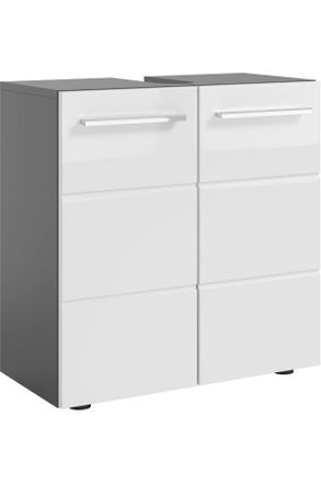 Xora Waschbeckenunterschrank Gloss, Anthrazit, Wei&szlig; Hochglanz, Kunststoff, 1 F&auml;cher, einzeln stellbar, 60x62x31 cm, Made in EU, Zusatzausstattung erh&auml;ltlic
