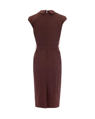 Pinko Womens Midi Dress Amdine Frisottino Terra Earth Brown Brown-Plant Print Shell: Viscose Evening Suits Brown/plant