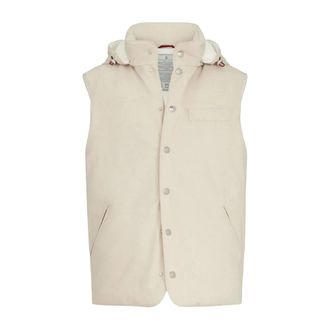 Brunello Cucinelli Bonded Wool Flannel Down Vest - - Jackets - Herren - Beige - L