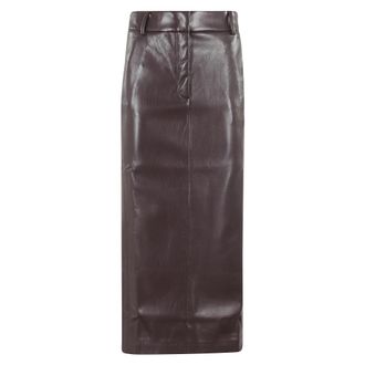 Andamane Burgund Kunstleder Hohe Taille Rock - - Skirts - Damen - Braun - S