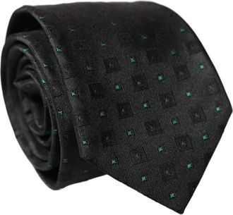 Dolce & Gabbana Homme, Accessoires, Noir, Taille: ONE Size Geometric Silk Adjustable Necktie