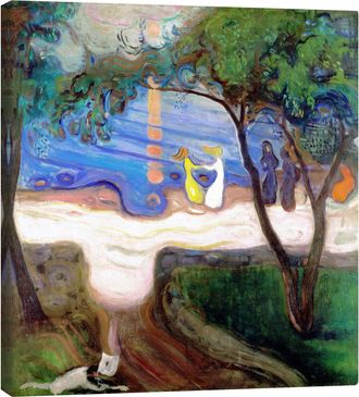 Posterlounge Tanz am Ufer (Detail) Leinwandbild von Edvard Munch 60 x 60 cm Gr&uuml;n Wandbilder Wanddeko