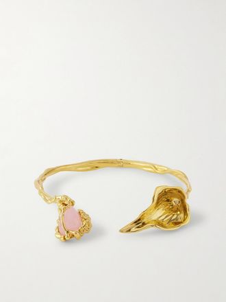 Chloé Flower Soul Goldfarbener Halsreif Mit Rosenquarz