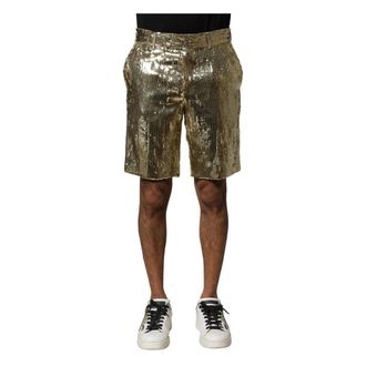 Dolce & Gabbana Gold Pailletten Verzierte Bermuda Shorts - - Shorts - Herren - Gelb - XS