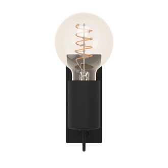 Eglo Wandlampe Bailrigg, rechteckige Wandleuchte f&uuml;r innen, FSC100HB, Flurlampe aus Holz in Natur und Metall in Schwarz, Lampe Wand mit E27 Fassung