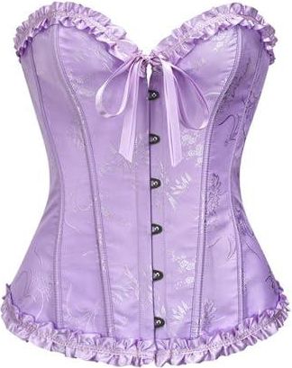 Generic Corset Femme Bustier Sexy Crop Top Gothique en Dentelle Floral Lingerie Mode rétro Corset Médiévale Femme Gothique Bustier Femme Chic et Elegant pour 