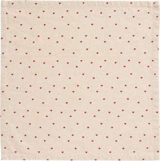 Ib Laursen Stoffserviette Valentin Natur m/roten Herzen B: 40 L: 40