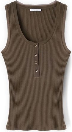 Motivi Ripp-Top mit Knopfleiste - - Tops - Damen - Braun - S