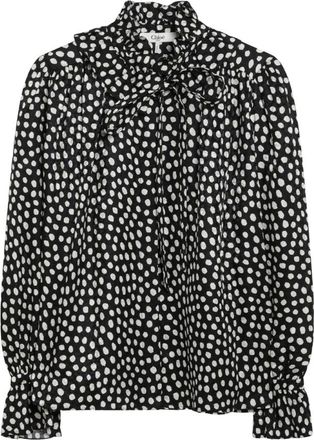 Chlo&eacute; Femme, Blouses et Chemises, Noir, Taille: 36 FR Blouse en Jacquard de Soie &agrave; Volants