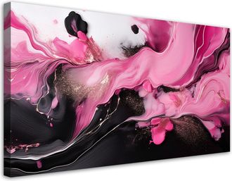 Feeby Leinwand Bilder - Bild Wohnzimmer - Rosa Abstraktion Loft - 120x60 1tlg - Deko Schlafzimmer Groß - Dekoration Canvas - Gemälde - Modern Wandbilder - K