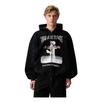 VETEMENTS SweaT-shirt zipp&eacute; CoF Jesus - Homme - Sweatshirts et sweats &agrave; capuche - Noir - Taille: L