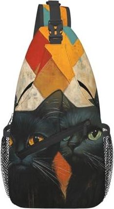 Generic Sac &agrave; dos &agrave; bandouli&egrave;re pour homme Motif chats noirs