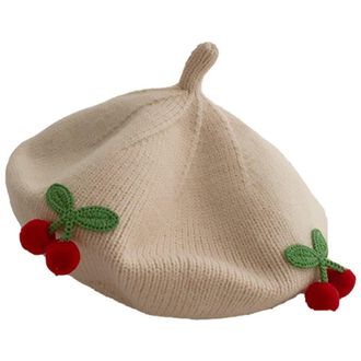 Generic Fopytu Niedliche Kirsche Baby-baskenmütze, Einfarbig, Warme Strickmütze Für Kleinkinder, Jungen, Mädchen, Winter, Kinder, Künstler, Maler, Mützen, Mot