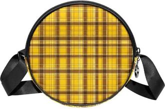Generic Sac &agrave; bandouli&egrave;re Circle pour femme, petit sac &agrave; bandouli&egrave;re r&eacute;tro jaune avec fermeture &eacute;clair, bretelles r&eacute;glables, sac &agrave; main rond d&eacute;contract&eacute; pour 