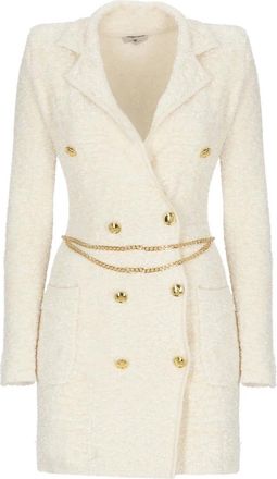 Elisabetta Franchi Femme, Robes, Beige, Taille: 36 FR Robe en chenille boucl&eacute; avec ceinture
