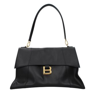 Balenciaga Femmes Sac &agrave; bandouli&egrave;re Hourglass en cuir noir