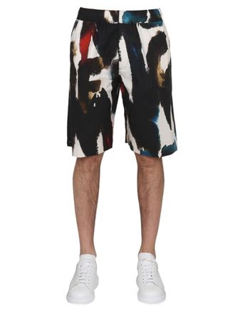 Alexander McQueen Logo-Print Cotton Bermuda - Multicolor
