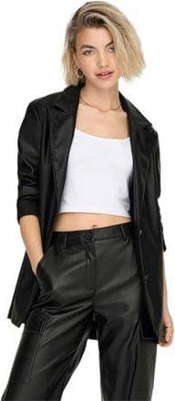 Only Onlheidi Sus SB Faux Leath Blazer CC OTW, Noir, L Femme