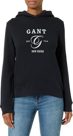 GANT Reg Graphic Hoodie Sweatshirt à Capuche, Bleu Nuit, S Femmes