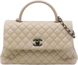 Chanel Sac cartable Pre-owned en cuir caviar matelass&eacute; - Femme - Pre-owned - Beige - Taille: ONE Size