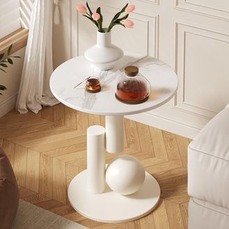 Generic Runder Beistelltisch, Kleiner runder Getr&auml;nketisch auf Sockel, Beistelltisch f&uuml;r Wohnzimmer, Schlafzimmer, Balkon, B&uuml;ro, Akzenttisch f&uuml;r den Nachttisc