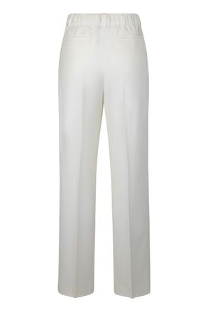 Moncler Womens Trousers Wool Gabardine White Virgin Wide-Leg