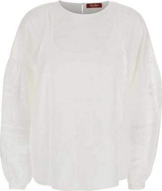 Max Mara Femme, Blouses et Chemises, Blanc, Taille: 36 FR Blouse en gaze de ramie