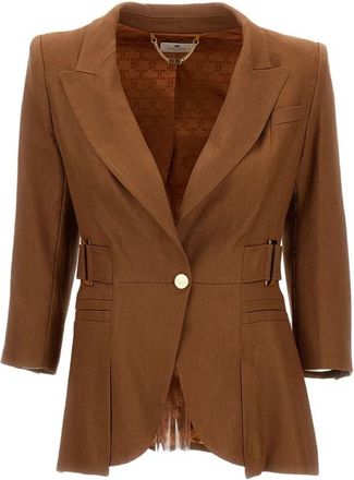 Elisabetta Franchi Femme, Vestes, Brun, Taille: 44 FR Blazer spalle imbottite