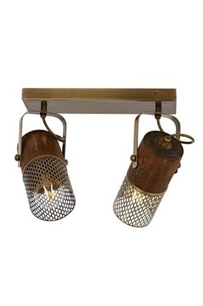 Opviq Vintage Metal Chandelier with Wooden Cap, 30 cm Height, 32 cm Width | 2 x E27 Max 40W | Elegant Brown Design for Modern Home D&eacute;cor