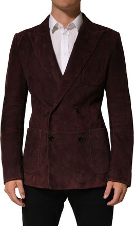 Dolce & Gabbana Double-Breasted Lamb Leather Jacket - Brown