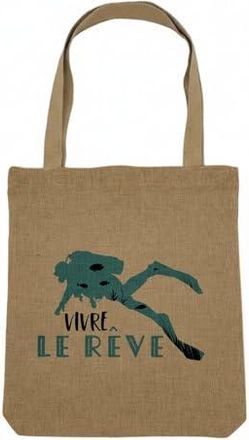 Fabulous Sac Shopping Tote Bag Aspect Lin - Vivre le R&ecirc;ve Plong&eacute;e Mer Recifs Voyage - Sac de Courses Toile Epaisse 360g Beige Naturel Cabas Port&eacute; Epaule Solide